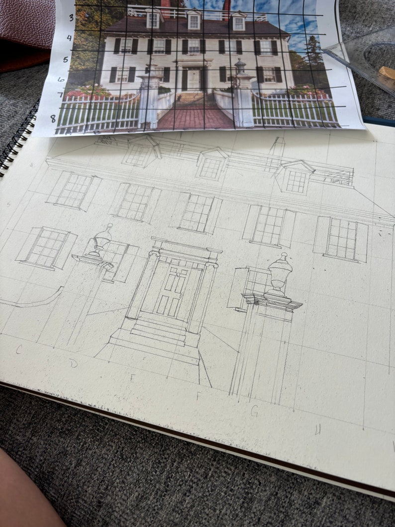 Custom House Portrait Hand-drawn Pen & Ink Personalized Home Drawing ...