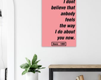 Oasis Lyric Print Digital Download Iconic Song Lyrics Home Decor Wall ...