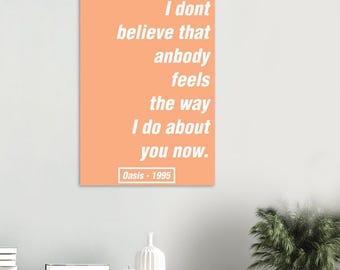 Oasis Lyric Print Digital Download Iconic Song Lyrics Home Decor Wall ...