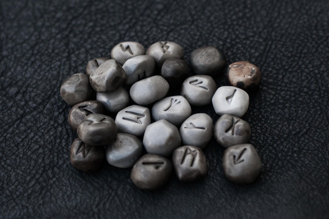 Rune 'stones' Handmade Ceramic. Earth Runes. A Set of 24 Runes of the ...