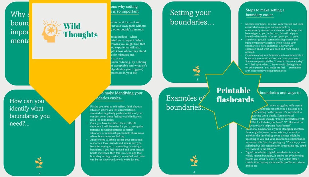 Setting Boundaries, Mental Health Printable Flashcards - Etsy