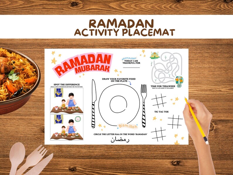 Ramadan Placemat Printable - Kids Iftar Placemat - Ramadan Activity ...