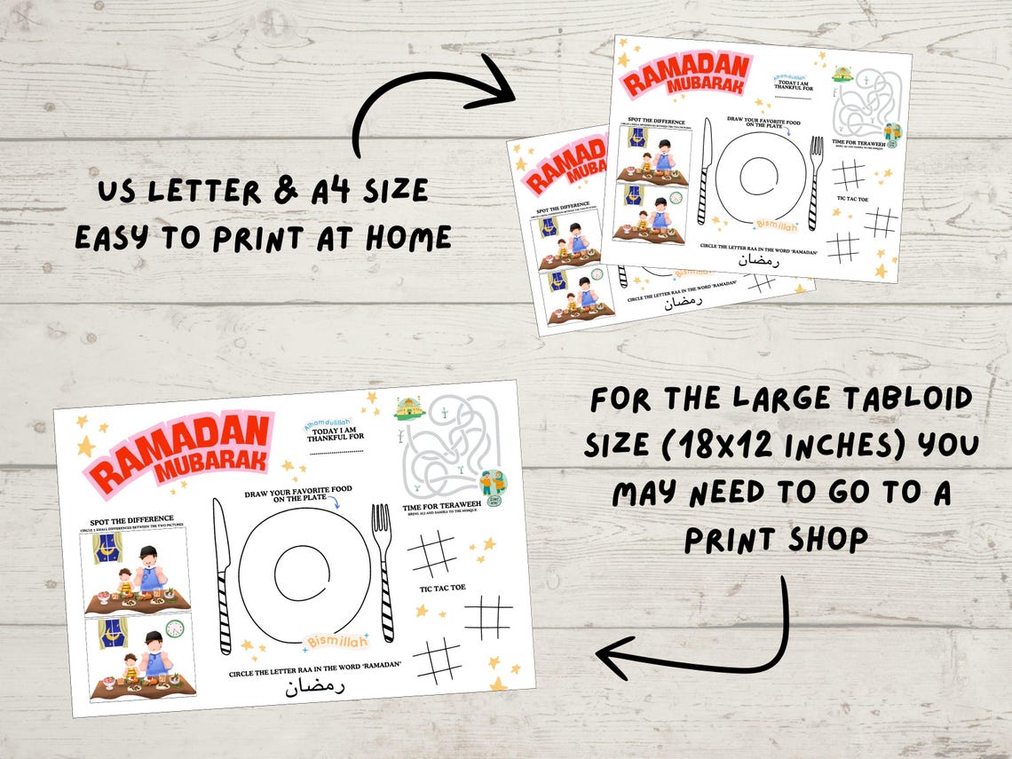 Ramadan Placemat Printable - Kids Iftar Placemat - Ramadan Activity ...