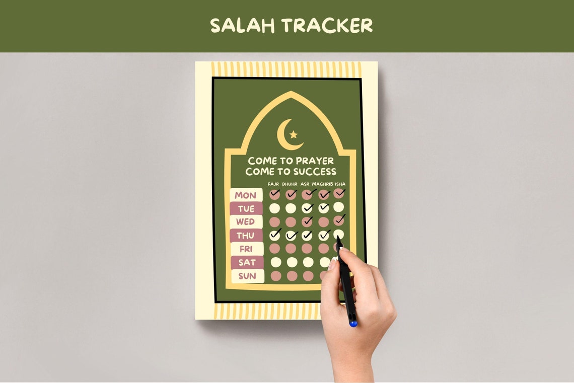 Prayer Chart for Kids Daily Salah Tracker Namaz Chart Islamic Gifts ...
