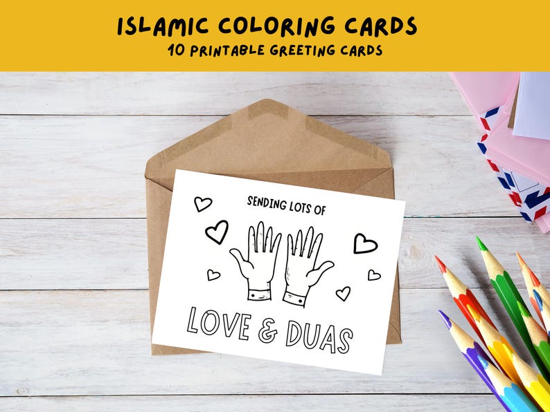 Coloring Cards for Kids Islamic Gift Greeting Cards Printable Ramadan ...