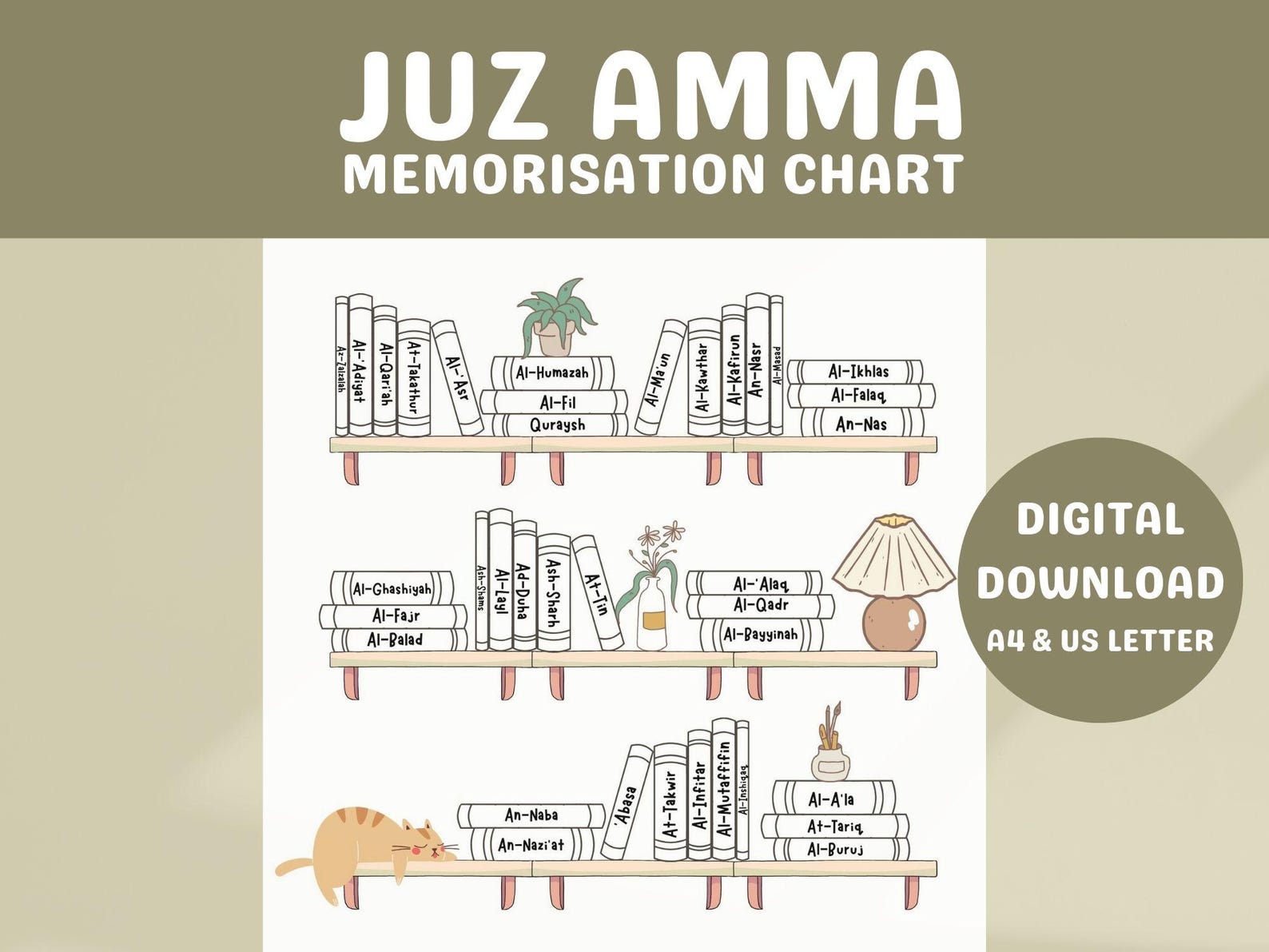 Juz Amma Tracker - Islamic Printable - Quran Memorization Chart - Quran ...