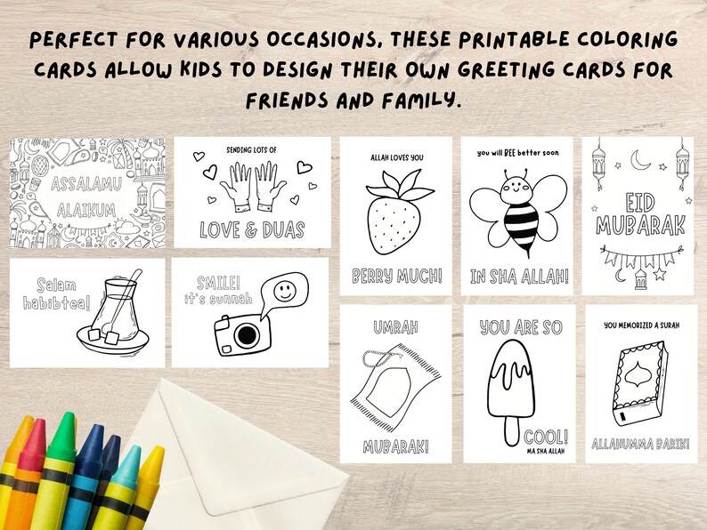 Coloring Cards for Kids Islamic Gift Greeting Cards Printable Ramadan ...