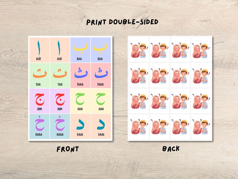 Arabic Alphabet Memory Card Game for Kids - Matching Pairs - Learn ...