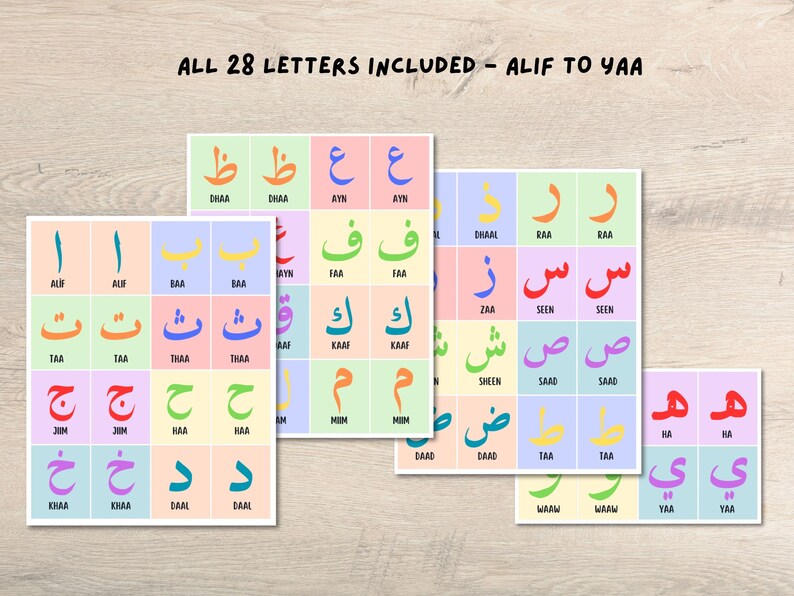 Arabic Alphabet Memory Card Game for Kids - Matching Pairs - Learn ...