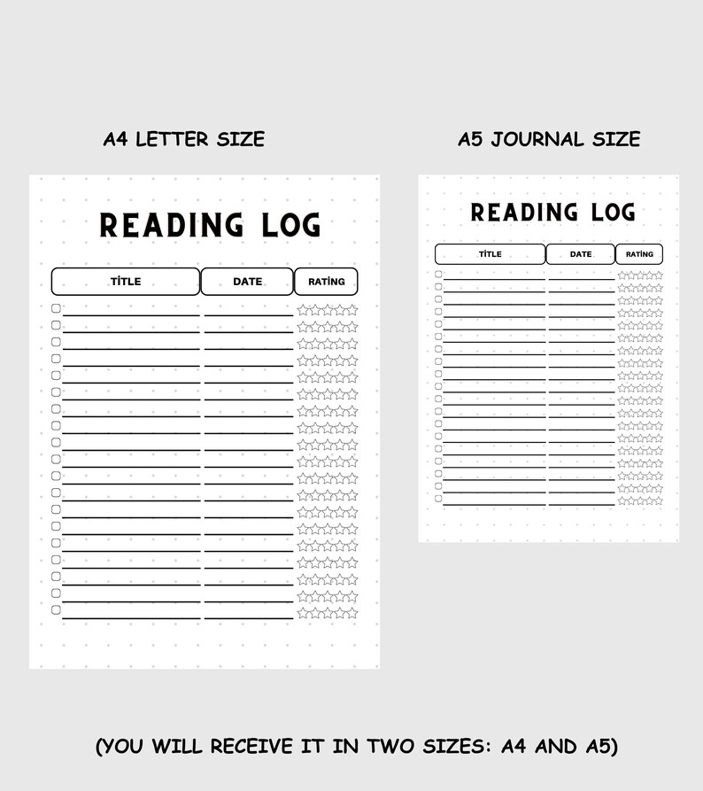 Reading Log Digital Printable Log for Recording Books Read, Reading ...