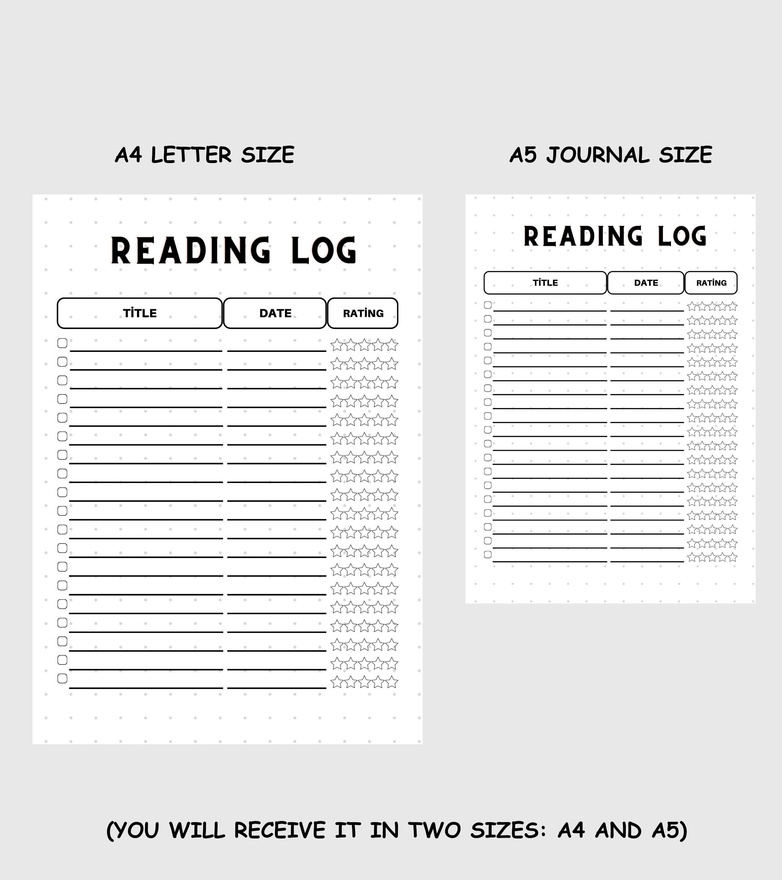 Reading Log Digital Printable Log for Recording Books Read, Reading ...