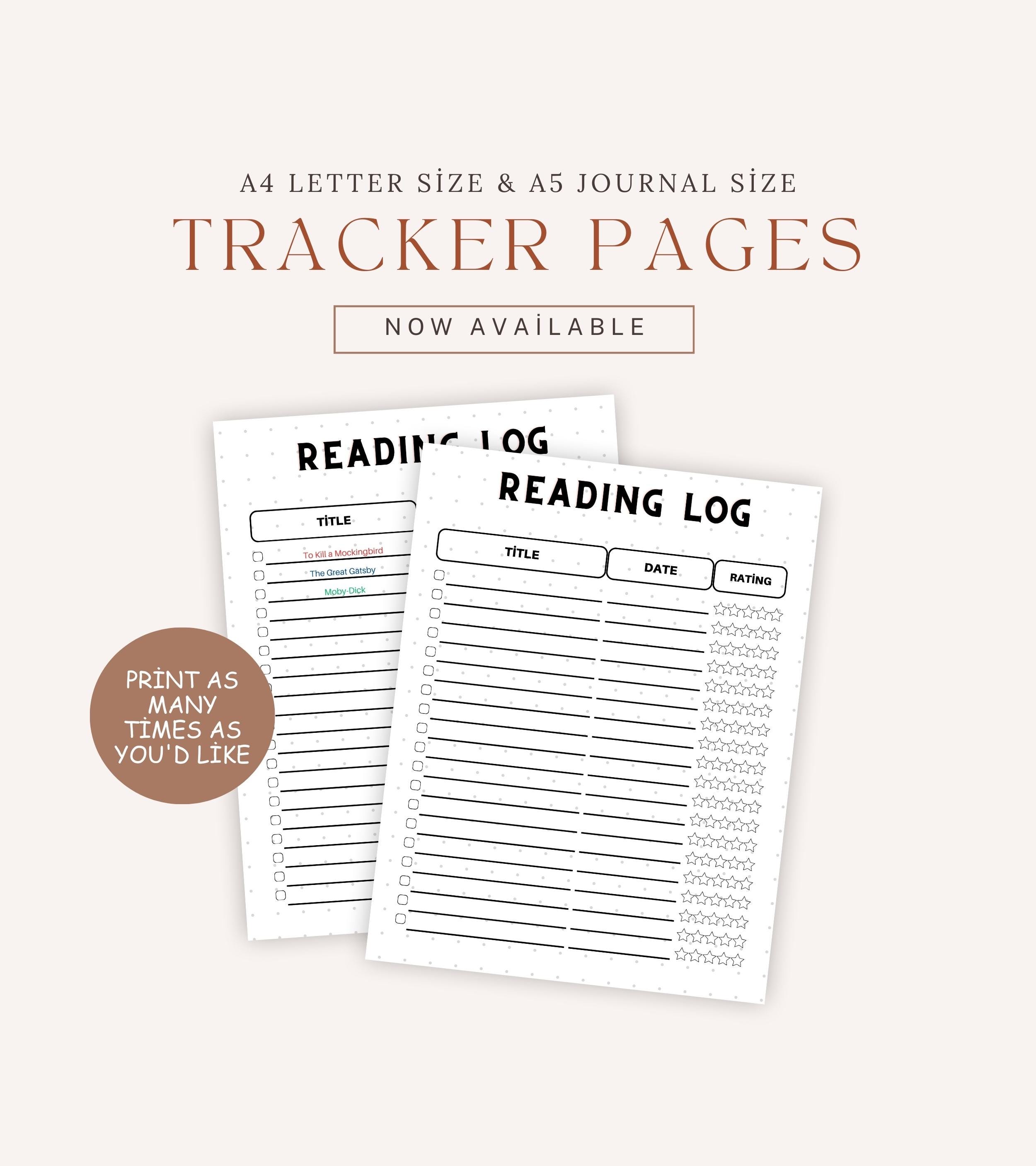 Reading Log Digital Printable Log for Recording Books Read, Reading ...