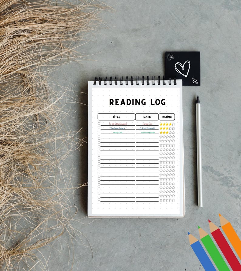 Reading Log Digital Printable Log for Recording Books Read, Reading ...