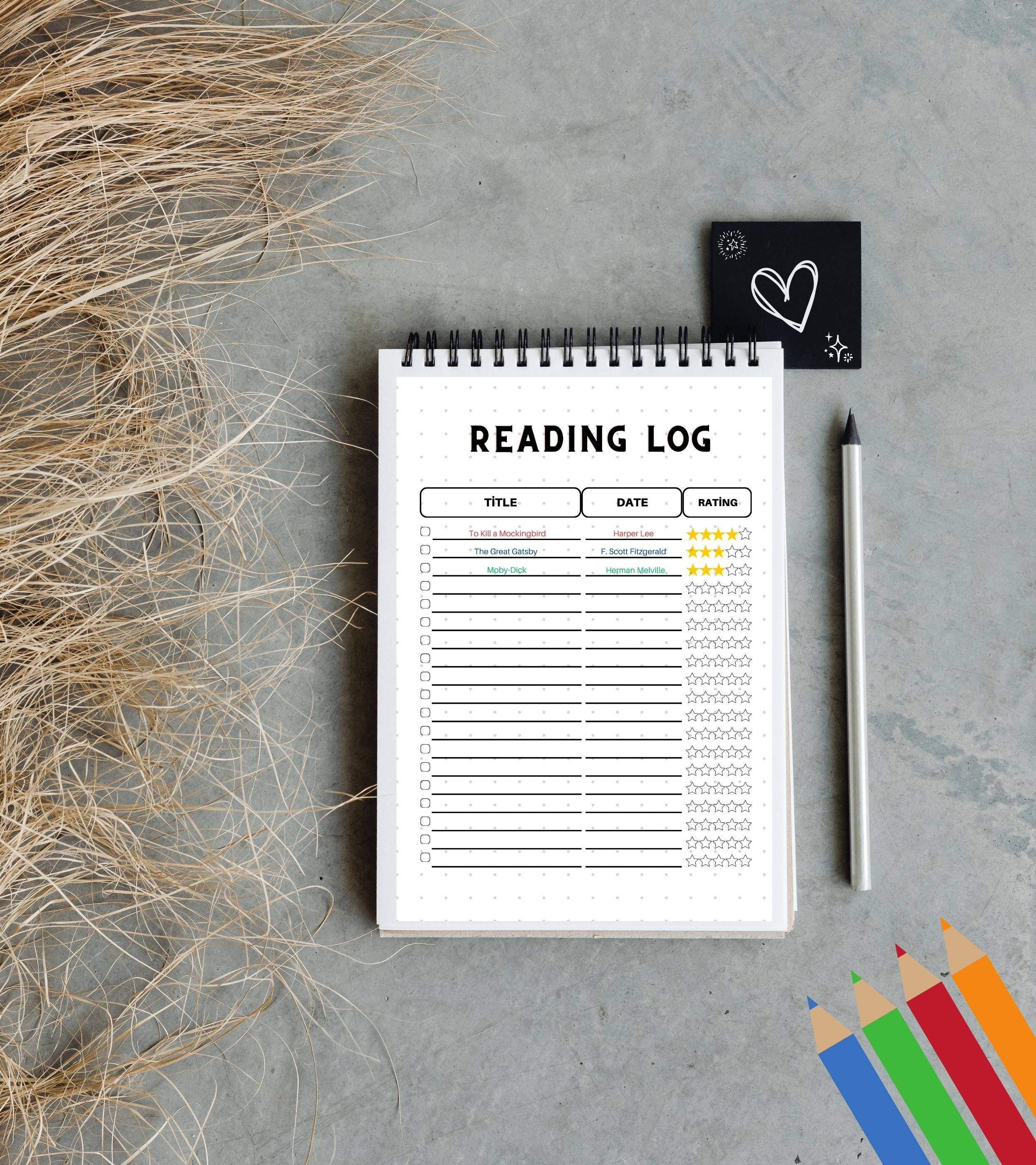 Reading Log Digital Printable Log for Recording Books Read, Reading ...