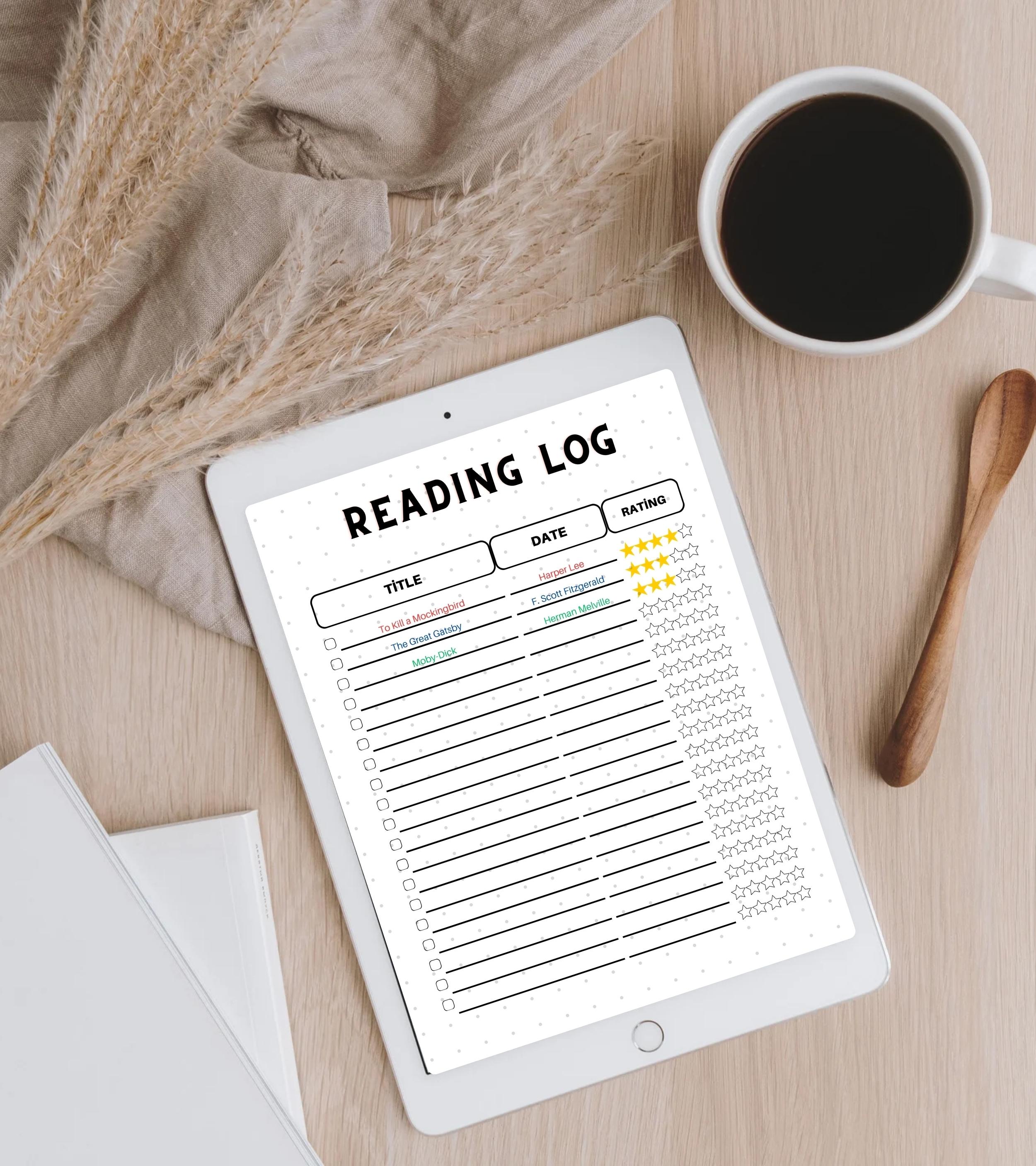 Reading Log Digital Printable Log for Recording Books Read, Reading ...