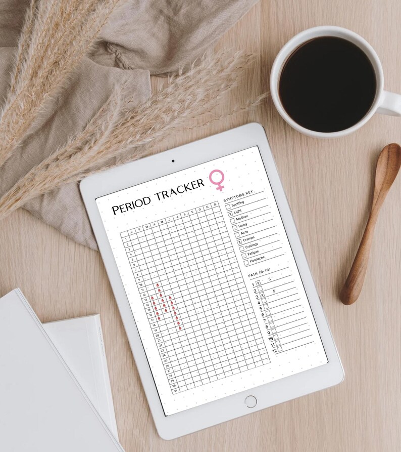 Period Tracker Digital Printable Log for Tracking Monthly Cycle ...