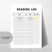 Reading Log Digital Printable Log for Recording Books Read, Reading ...