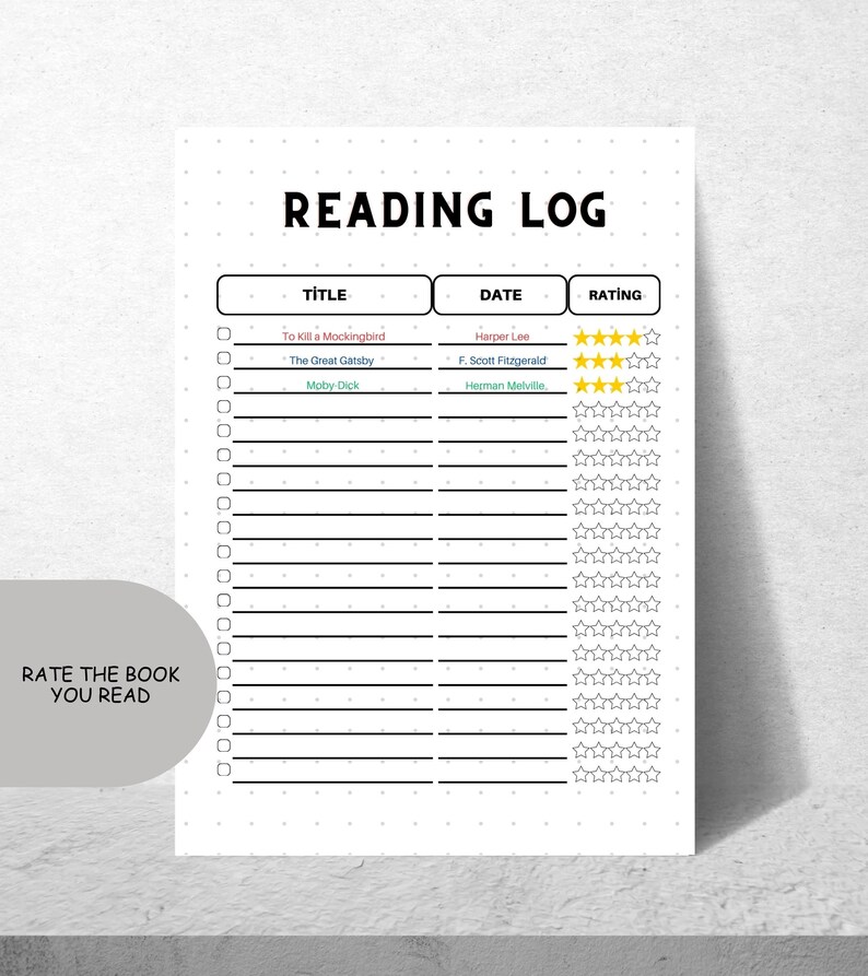 Reading Log Digital Printable Log for Recording Books Read, Reading ...