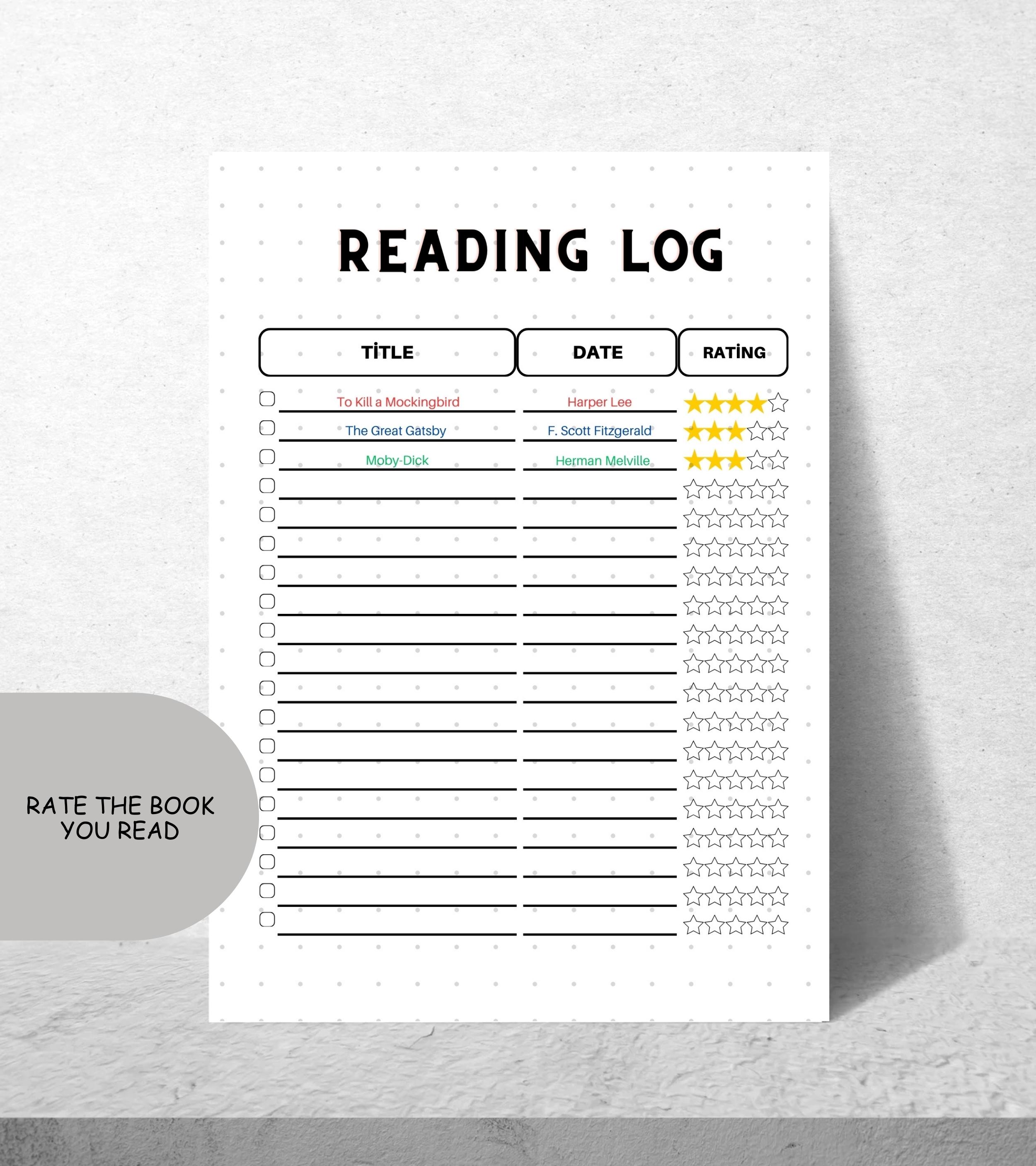 Reading Log Digital Printable Log for Recording Books Read, Reading ...
