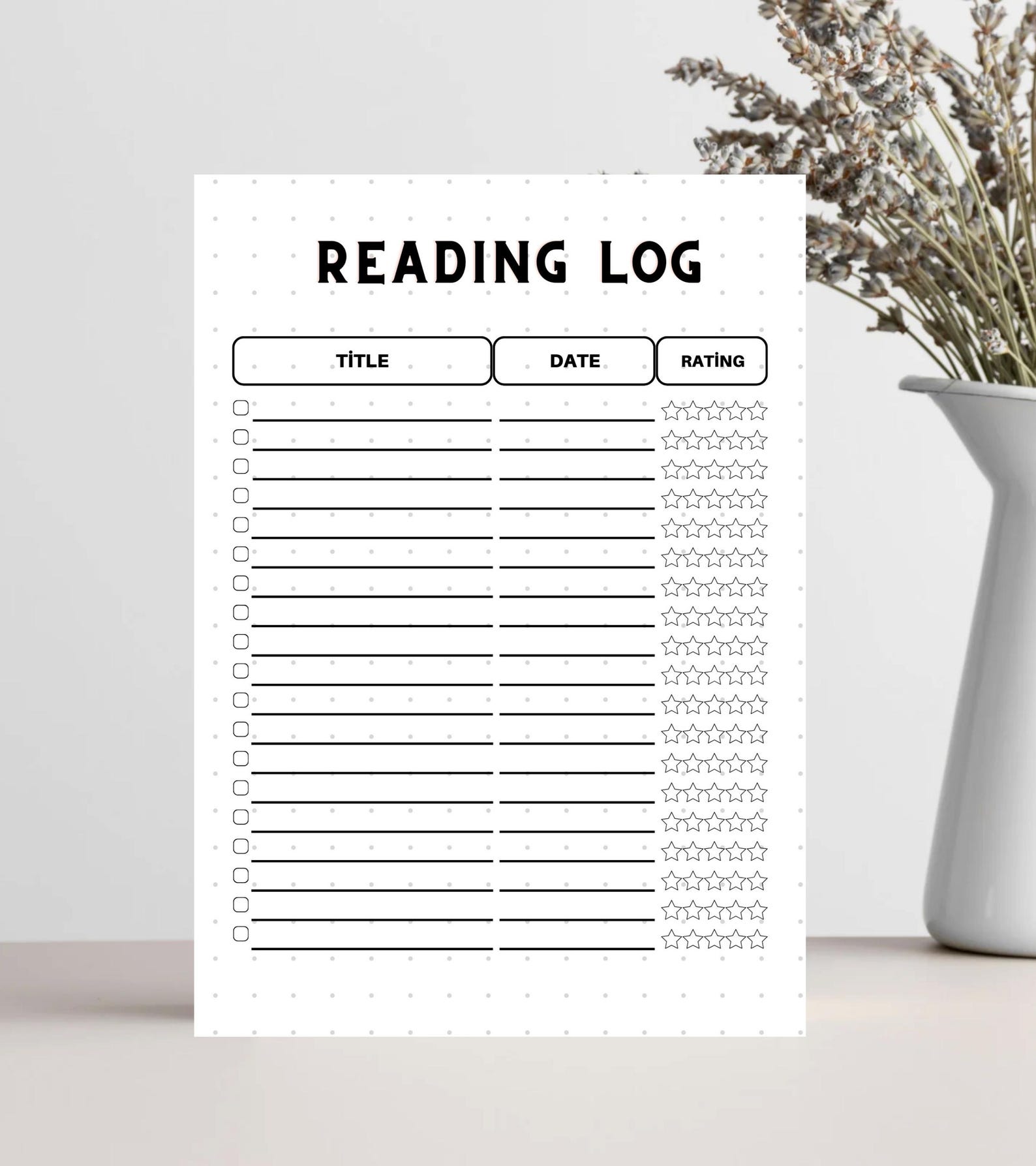 Reading Log Digital Printable Log for Recording Books Read, Reading ...