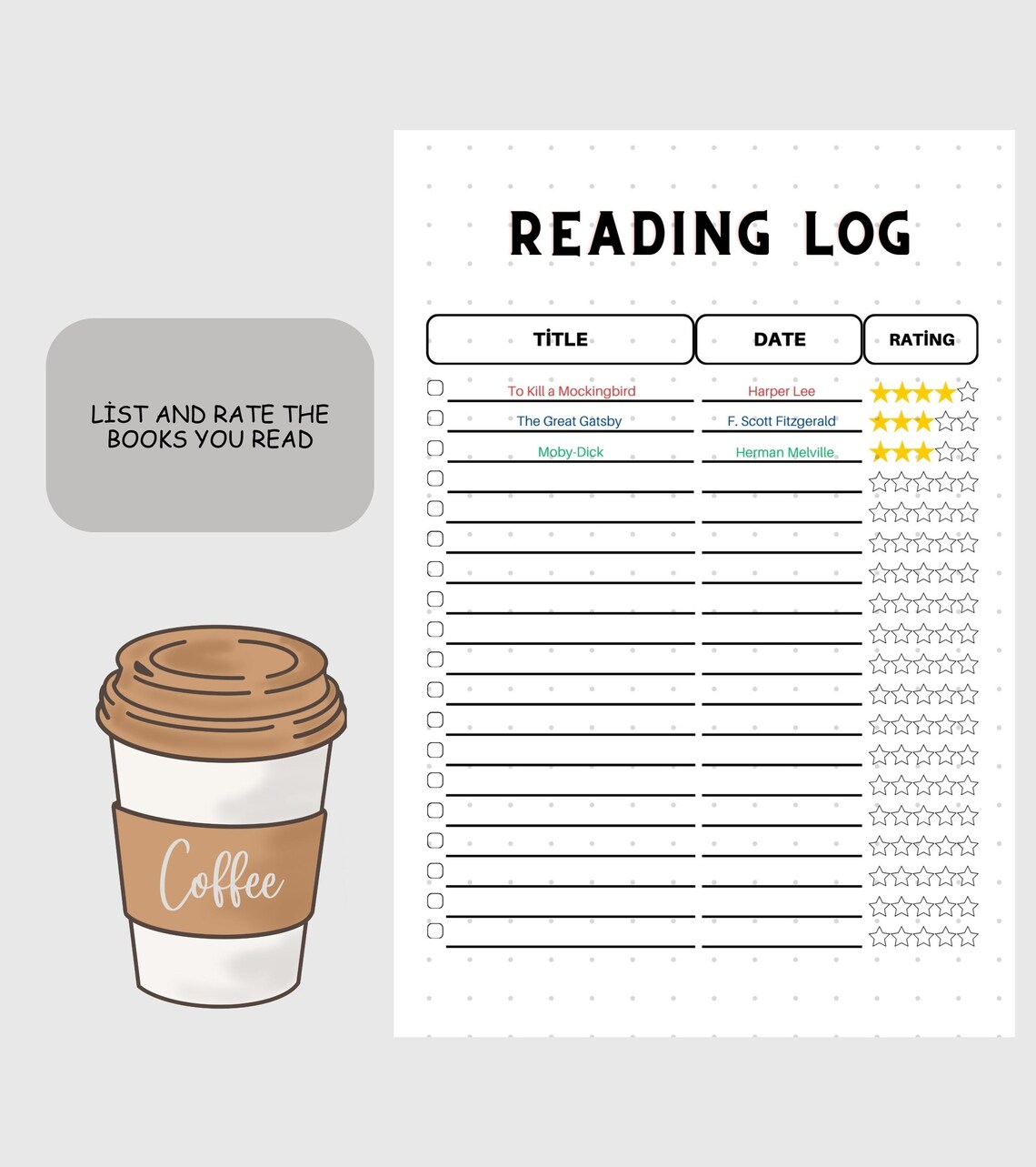 Reading Log Digital Printable Log for Recording Books Read, Reading ...
