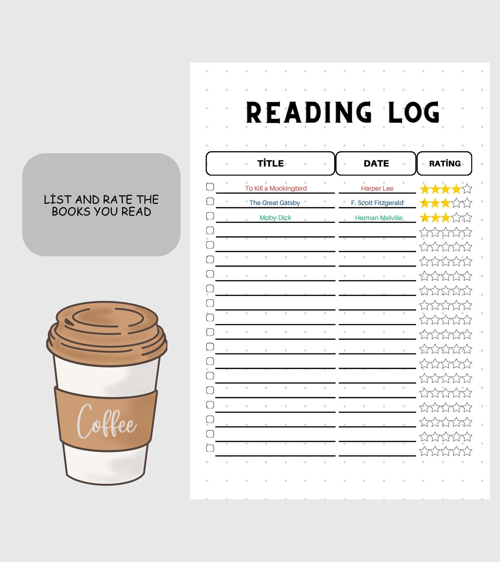 Reading Log Digital Printable Log for Recording Books Read, Reading ...