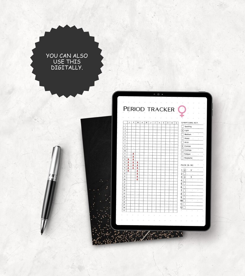 Period Tracker Digital Printable Log for Tracking Monthly Cycle ...