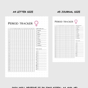 Period Tracker Digital Printable Log for Tracking Monthly Cycle ...