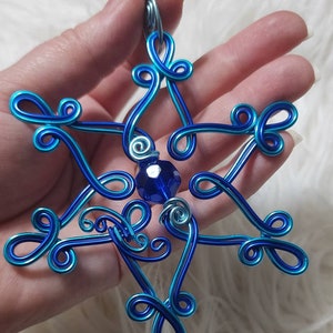 Blue Snowflake Wire Ornament - Etsy