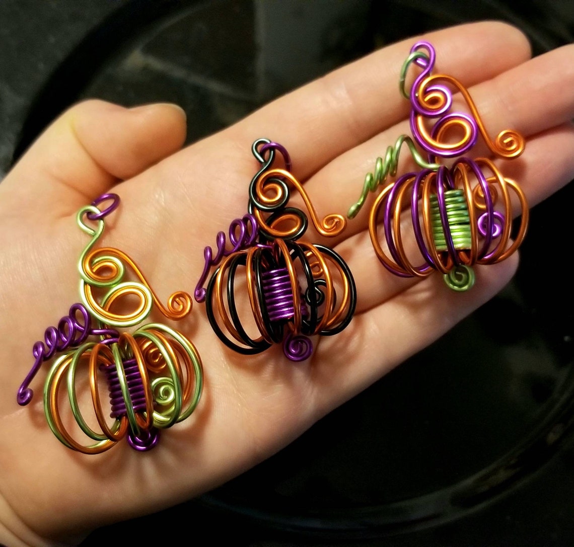 Pumpkin Pendants - Hand Wire Wrapped, Unique Wearable Pumpkins - Etsy
