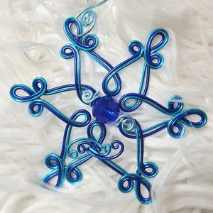 Blue Snowflake Wire Ornament - Etsy