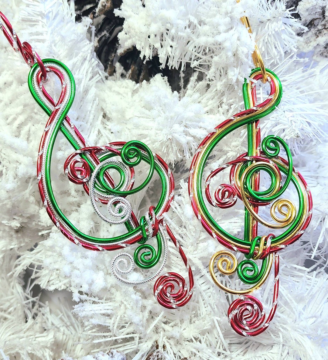 Treble Clef Ornament in Christmas Colors - Etsy