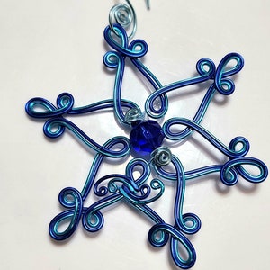 Blue Snowflake Wire Ornament - Etsy