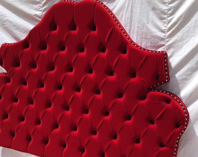 Red Velvet Headboard Tufted Headboard King Queen Full Twin Upholstered ...