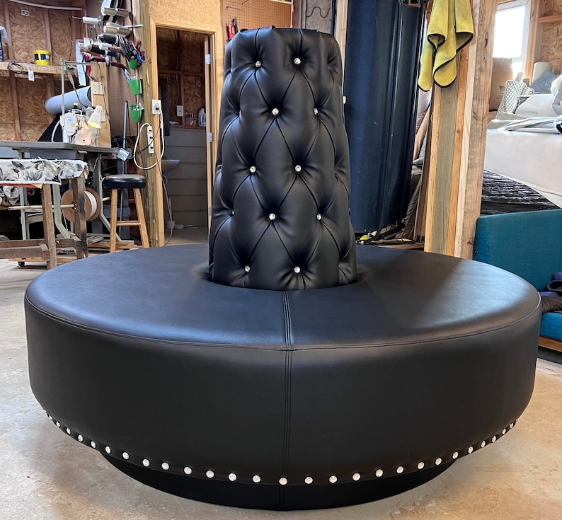 Black Round Bench Black Circular Sofa Tufted Circle Sofa Banquette ...