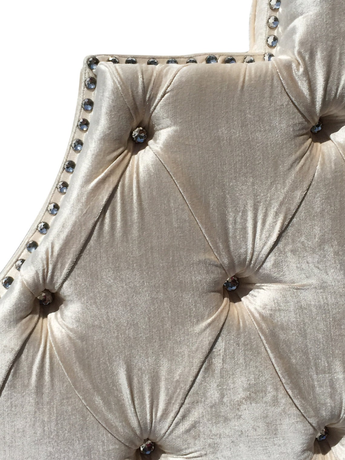 Off white Ivory Velvet King Size Headboard Tufted Upholstered | Etsy