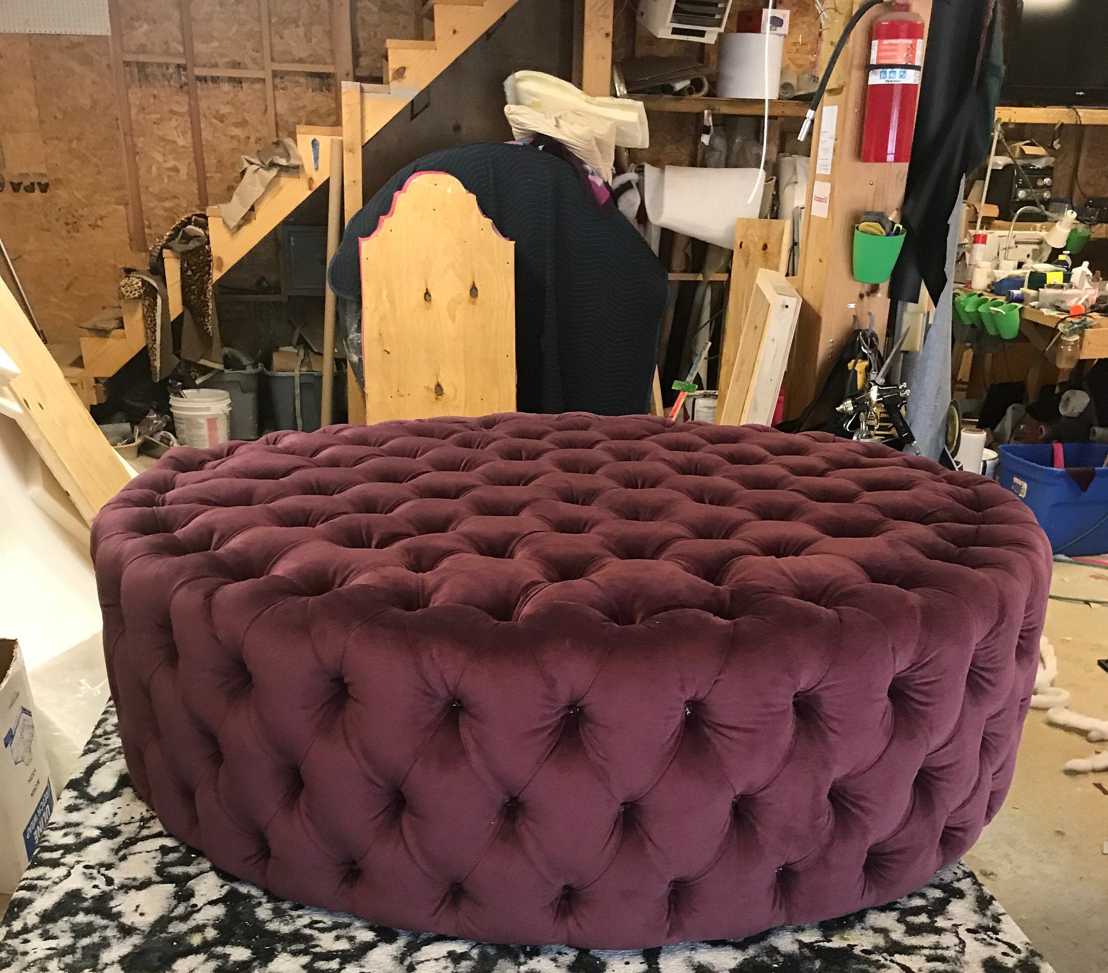 Round Tufted Ottoman Upholstered Ottoman Coffee Table Tufted | Etsy