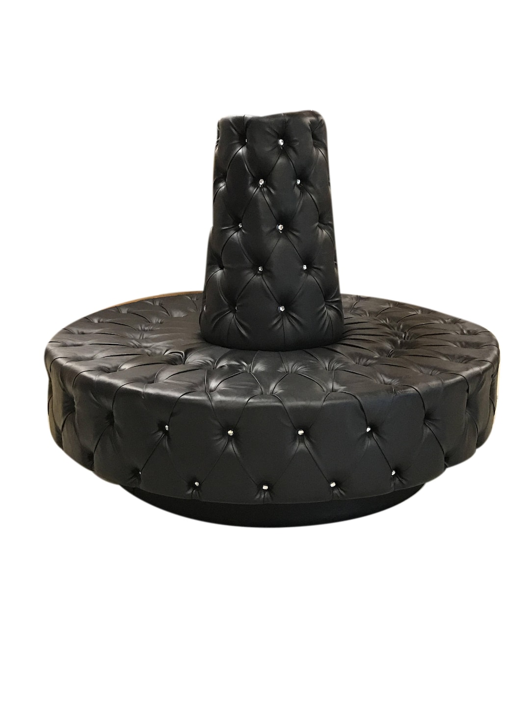 Black Round Bench Black Circular Sofa Tufted Circle Sofa Banquette ...