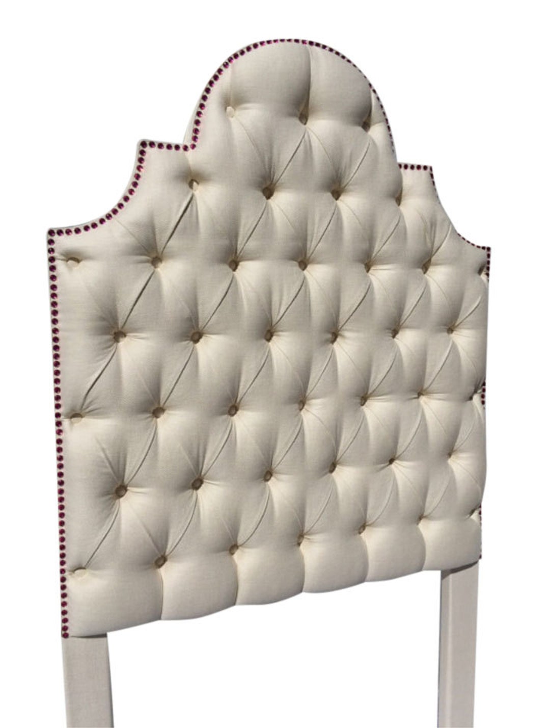 Twin Size Tufted Headboard Off-white Headboard With Pink Rhinestones ...