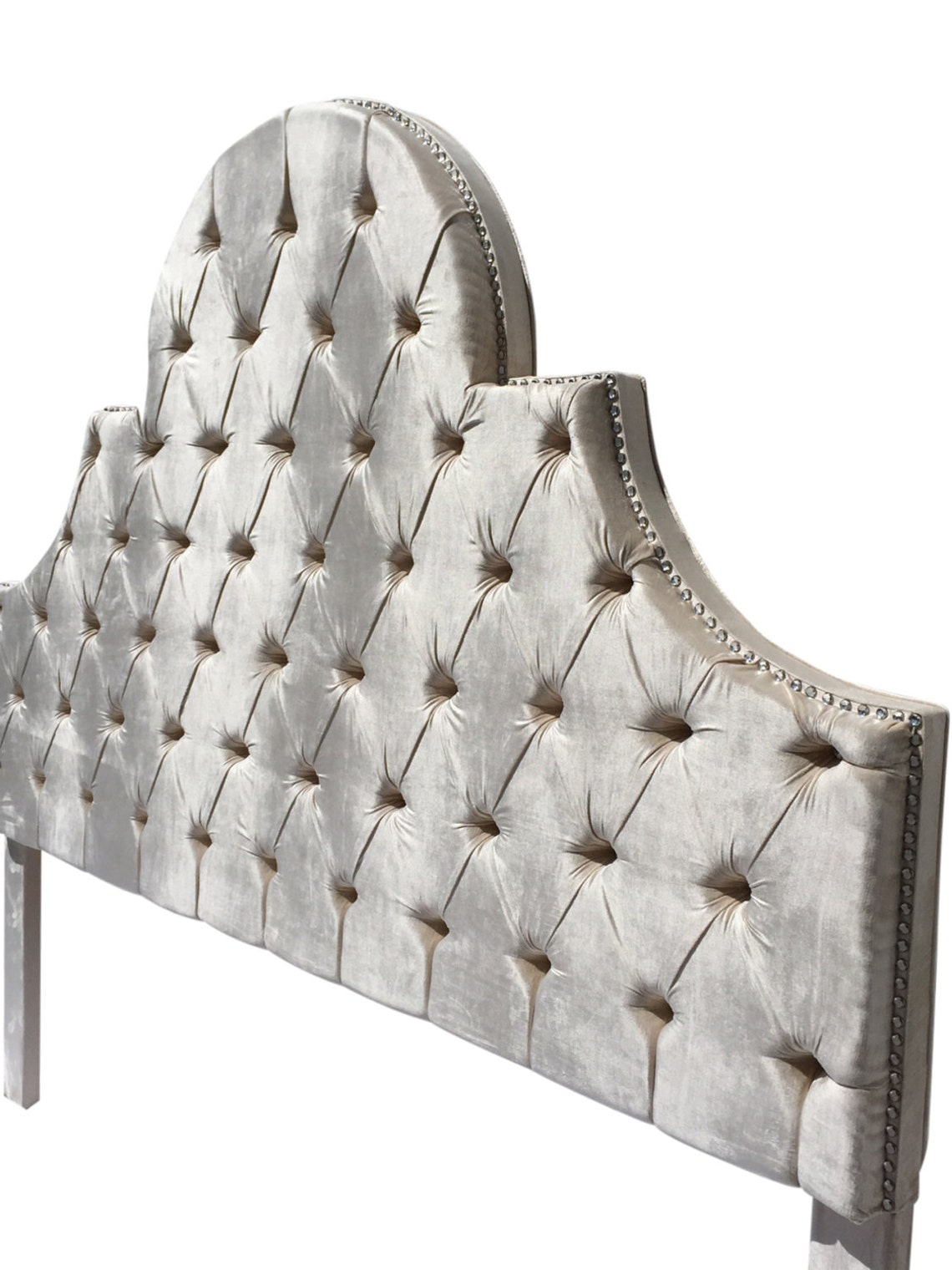 Off white Ivory Velvet King Size Headboard Tufted Upholstered | Etsy