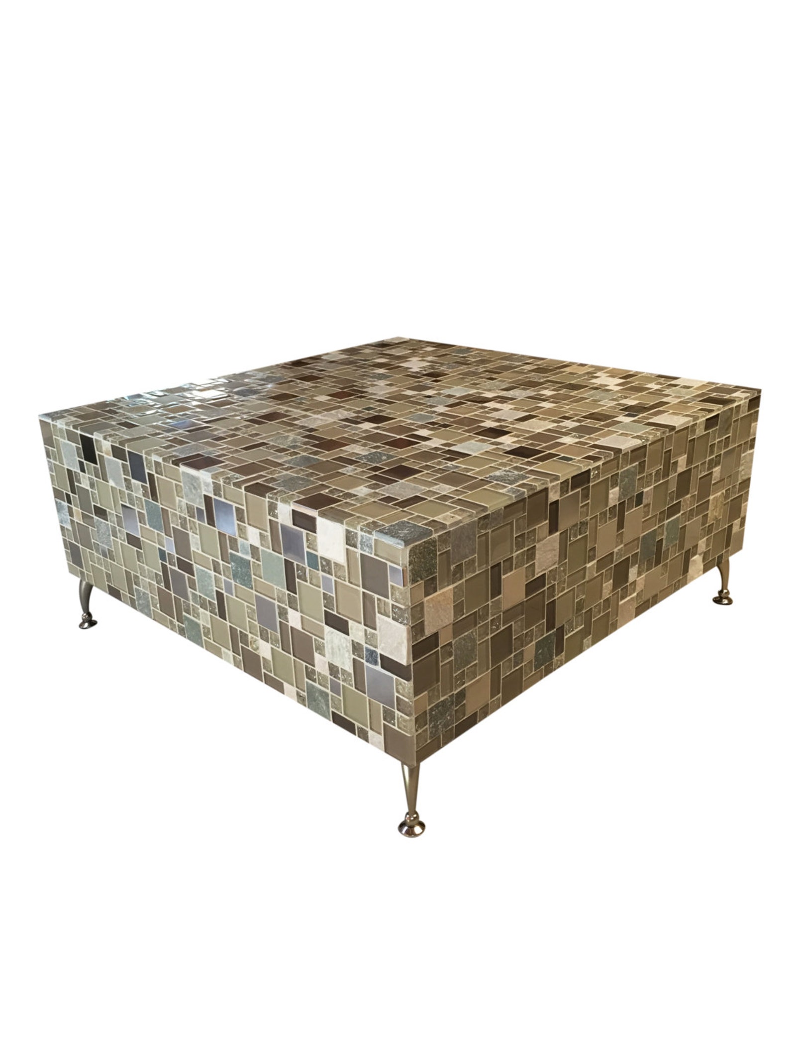 Coffee Table Center Table Glass Tile Square Ottoman Coffee - Etsy