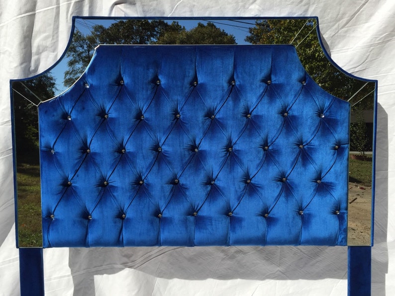 Royal Blue Velvet Tufted Headboard Upholstered Headboard With - Etsy