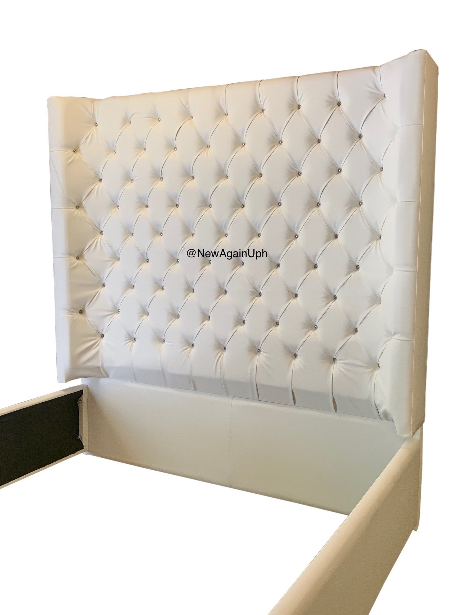 White Wingback Tufted Bed King Size Wing Back Tufted Bed | Etsy
