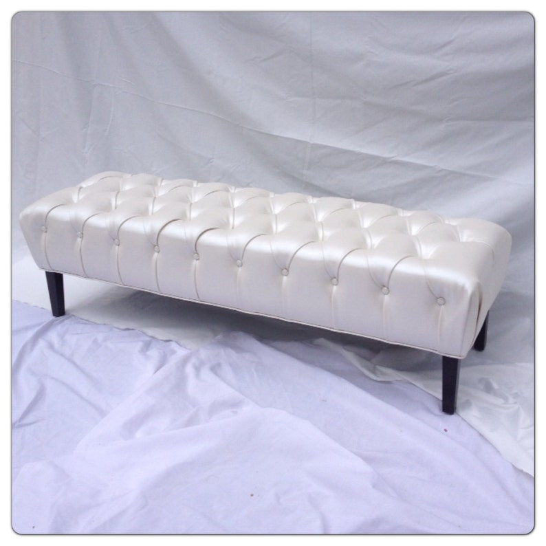 Tufted Bench Upholstered Bench Faux Leather Ivory Bench off - Etsy