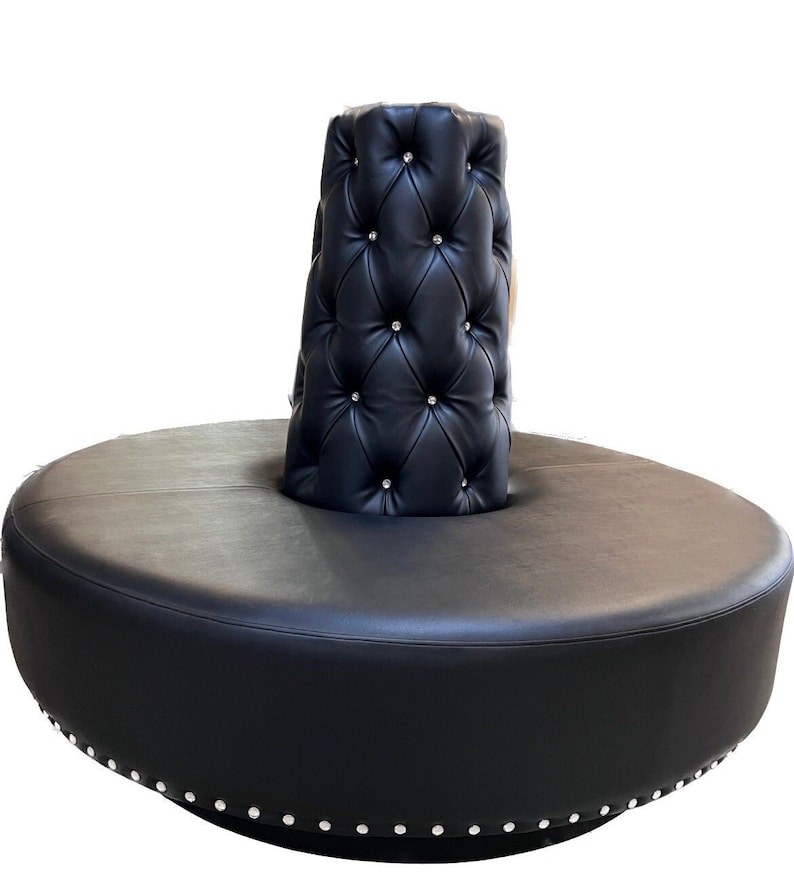 Black Round Bench Black Circular Sofa Tufted Circle Sofa Banquette ...