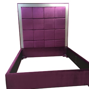 Purple Velvet Bed Extra Tall Headboard Purple Velvet King Size Tufted ...