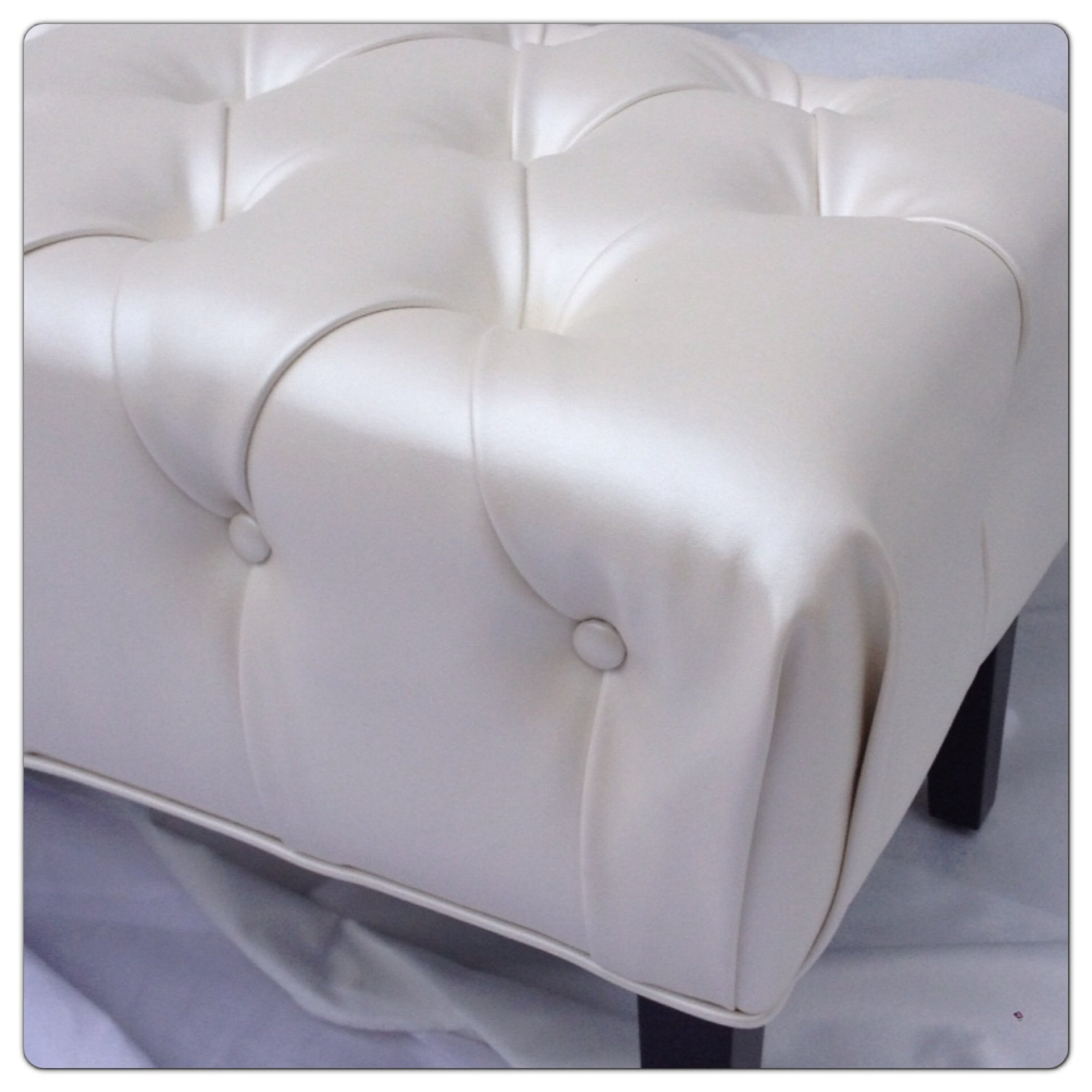 Tufted Bench Upholstered Bench Faux Leather Ivory Bench off | Etsy