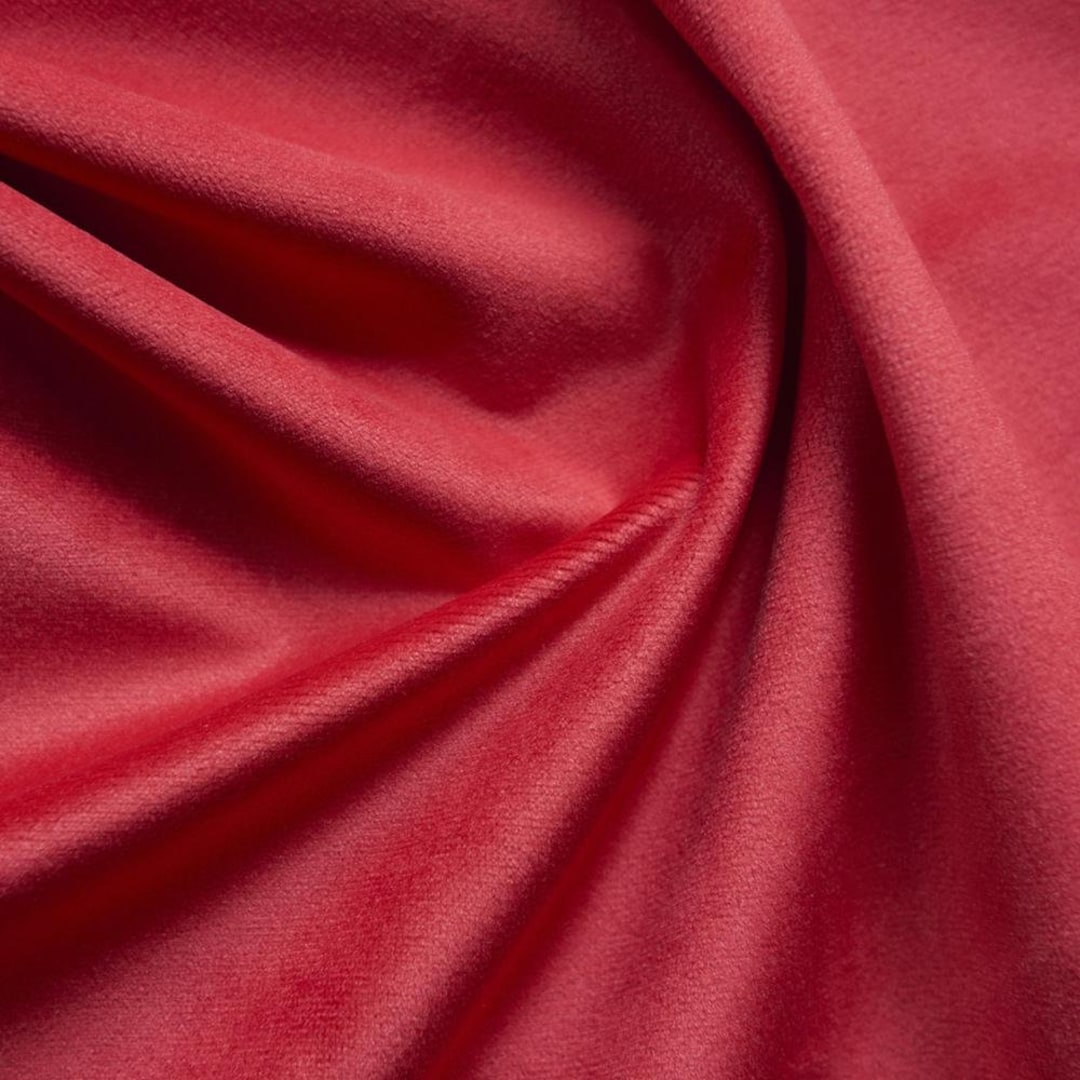 Bright Cherry Red Velvet Upholstery Fabric by the Yard - Red Velvet ...