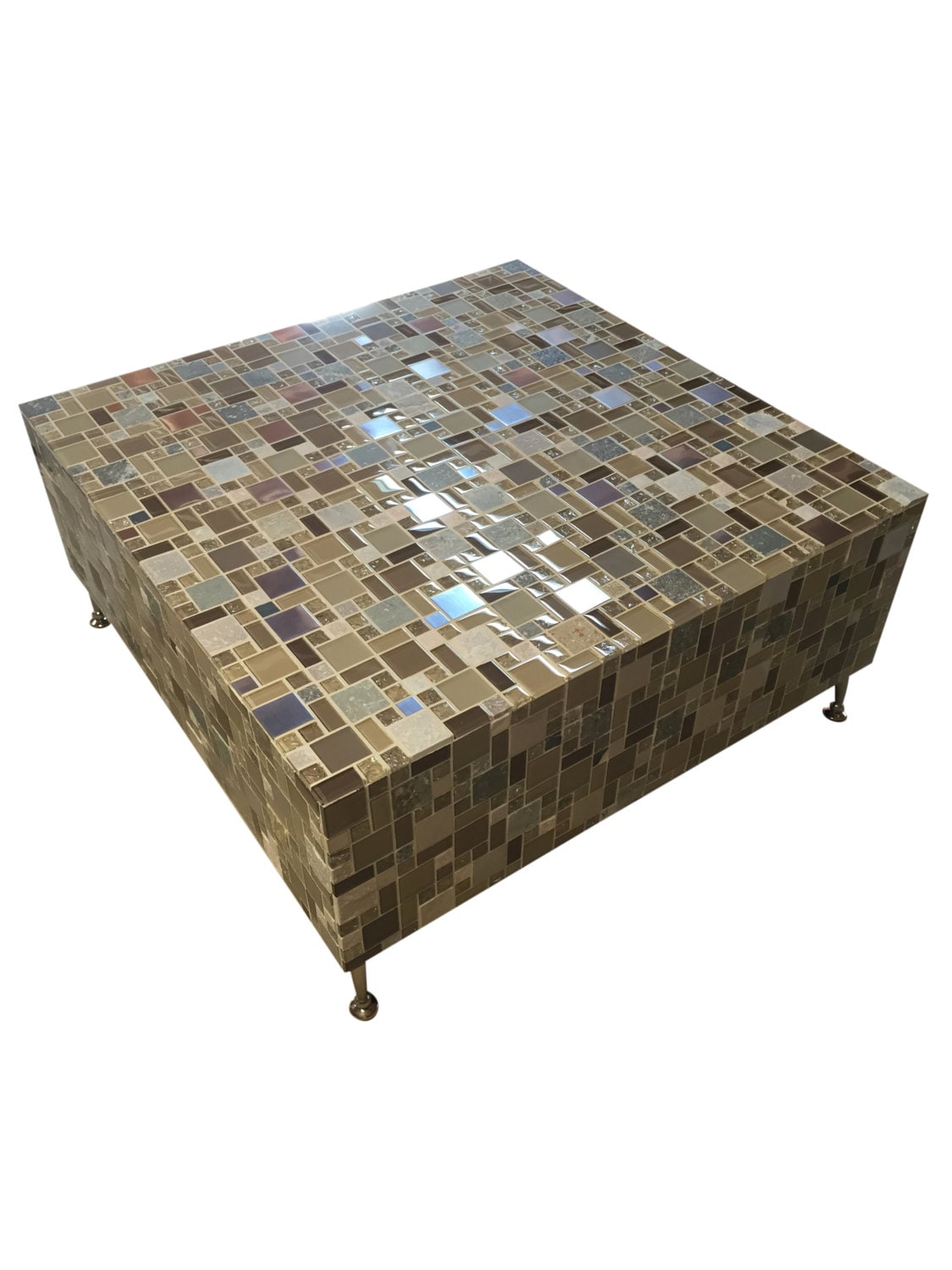 Coffee Table Center Table Glass Tile Square Ottoman Coffee | Etsy