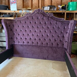 Purple Velvet King Size Tufted Bed Royal Velvet Bed Tufted Upholstered ...